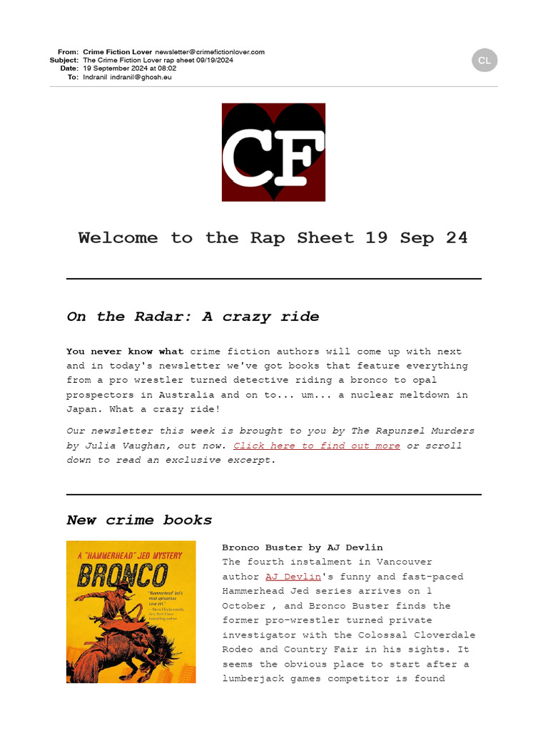 The Crime Fiction Lover Rap Sheet | PDF