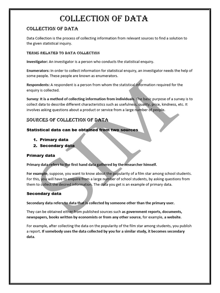 Collection of Data Class 11 CH 2 Notes | PDF