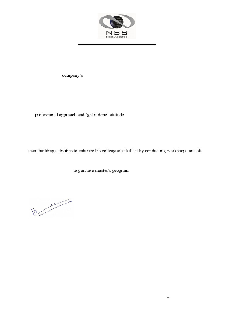 LOR NSS DRAFT - Updated | PDF