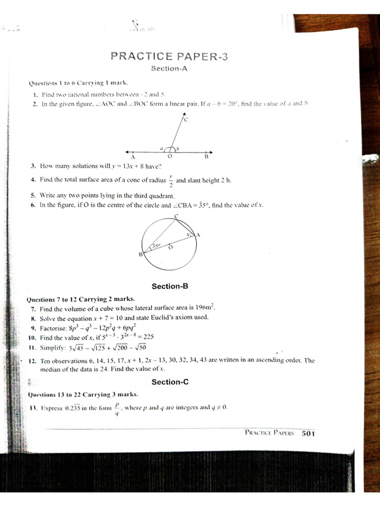 Practice Paper 3 Maths Class 9 | PDF