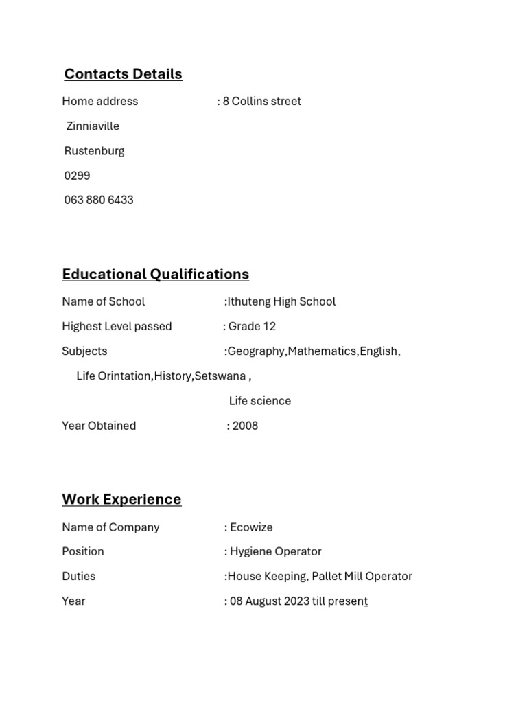 Neo CV | PDF