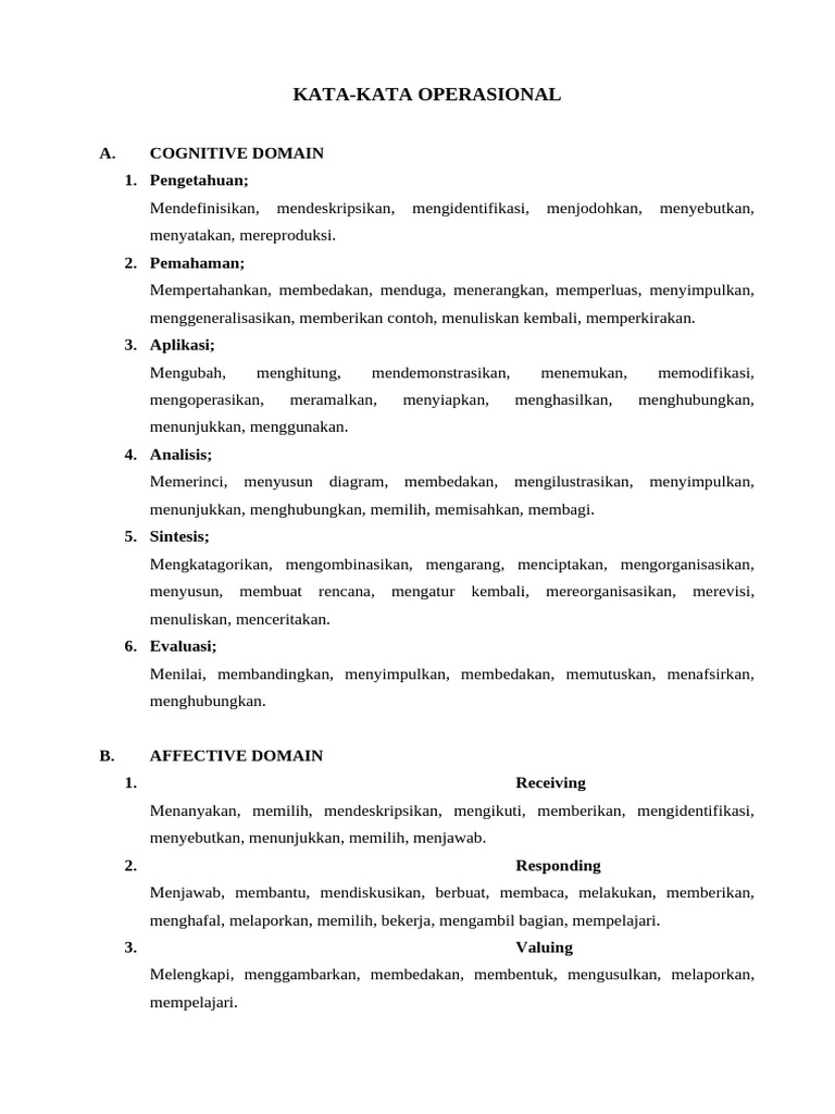 Kata-kata Operasional | PDF