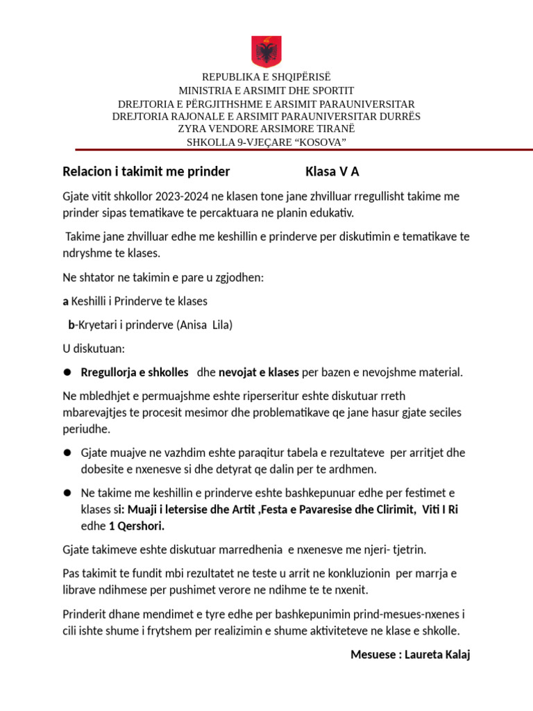 Relacioni I Mbledhjeve | PDF