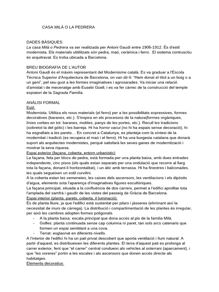Casa Milà o La Pedrera | PDF