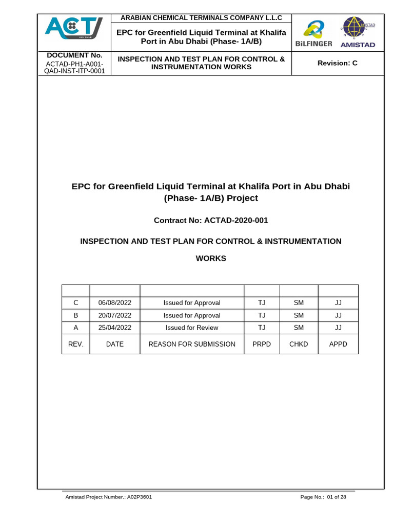 ITP for Instrument and Control Works | PDF