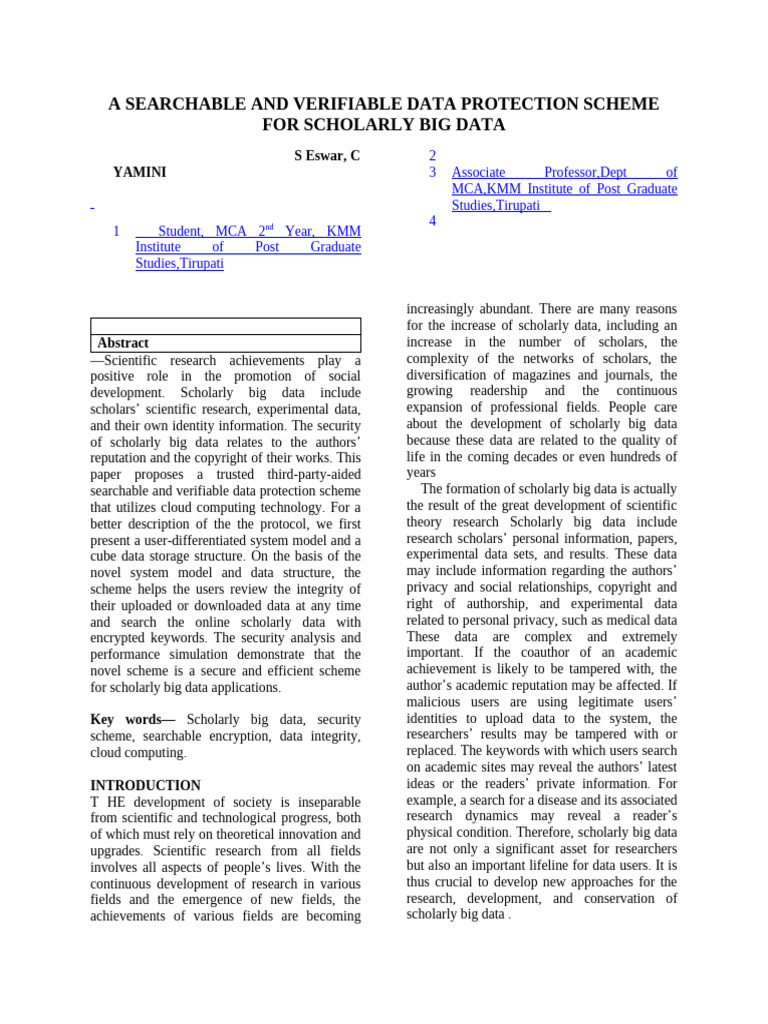 A Searchable and Verifiable Data Protection Scheme For Scholarly Big ...