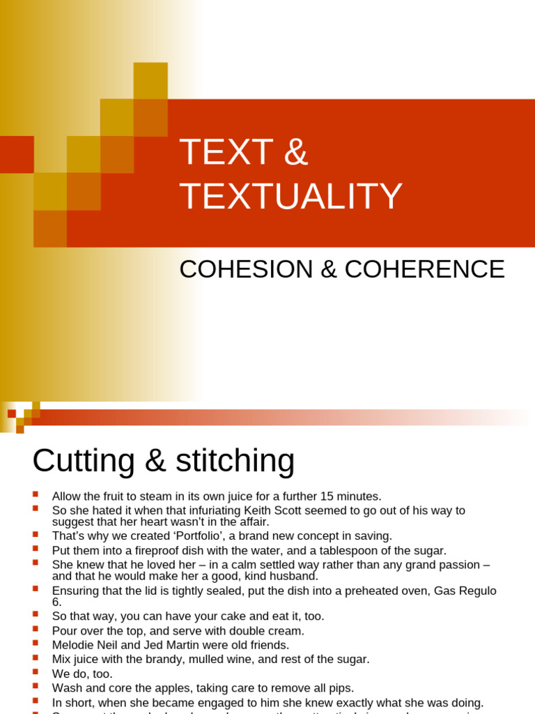 TEXT and TEXTUALITY - COHESION COHERENCE | PDF