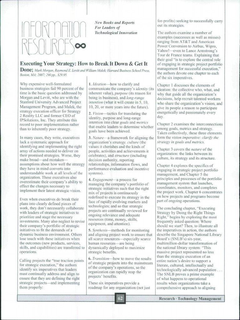 Executing Your Strategy - How To Break It Down and Get It Done | PDF