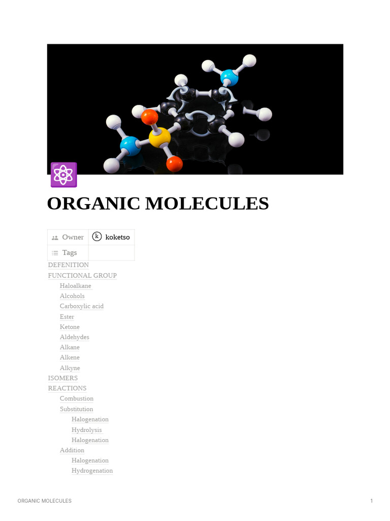 Understanding Organic Molecules and Reactions | PDF