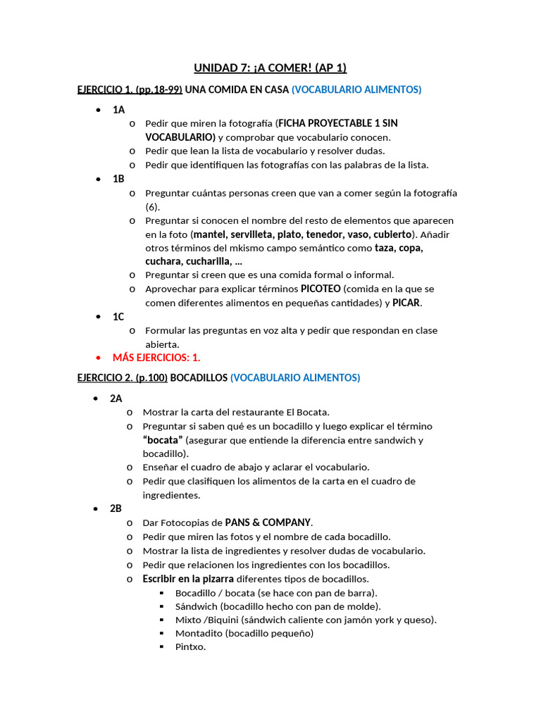 UNIDAD 7 AULA PLUS 1(GUÍA DE CLASE) | PDF