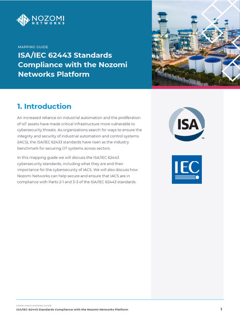 Nozomi Networks ISA IEC 62443 Mapping Guide A4 | PDF