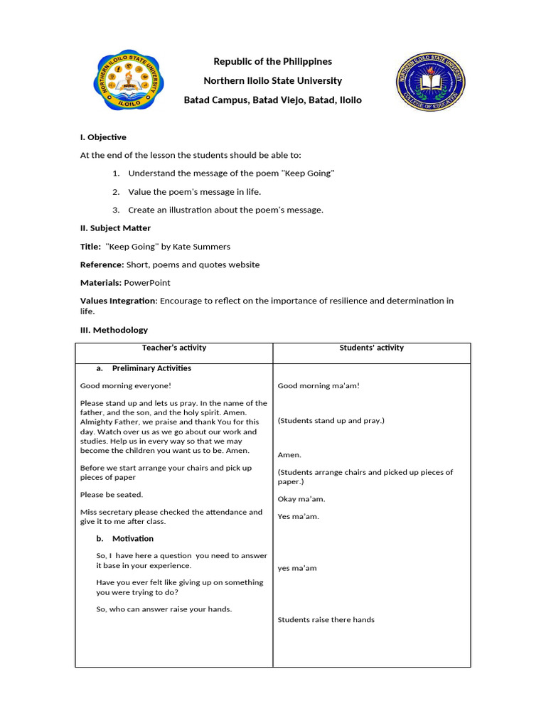 Detailed 20lesson 20plan 20 20-wps 20office | Pdf