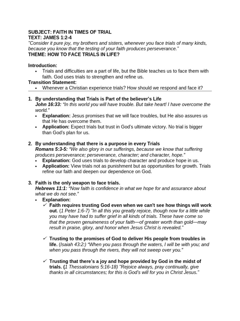Faith in The Midst of Trials | PDF