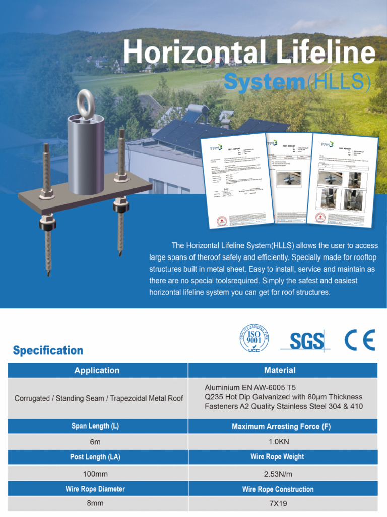 Trapezoidal Roof Safety Lifeline Datasheet Yuens 240425 | PDF