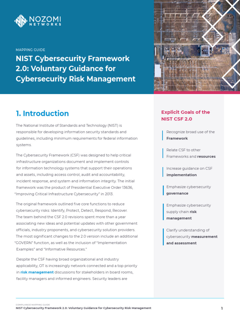 Nozomi Networks NIST Cybersecurity Framework Mapping Guide | PDF