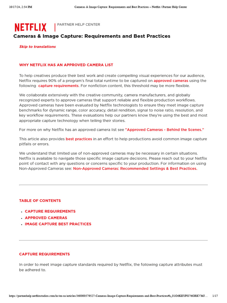 Cameras & Image Capture - Requirements and Best Practices - Netflix ...
