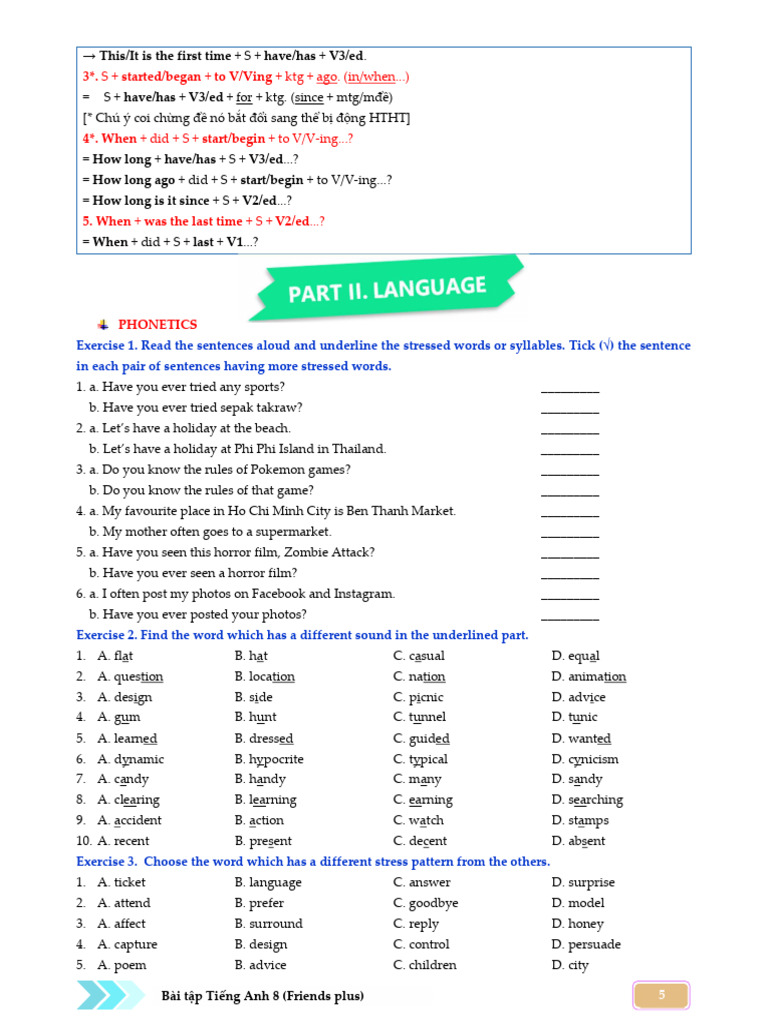 tài liệu bổ trợ unit 2 friends plus 8 | PDF