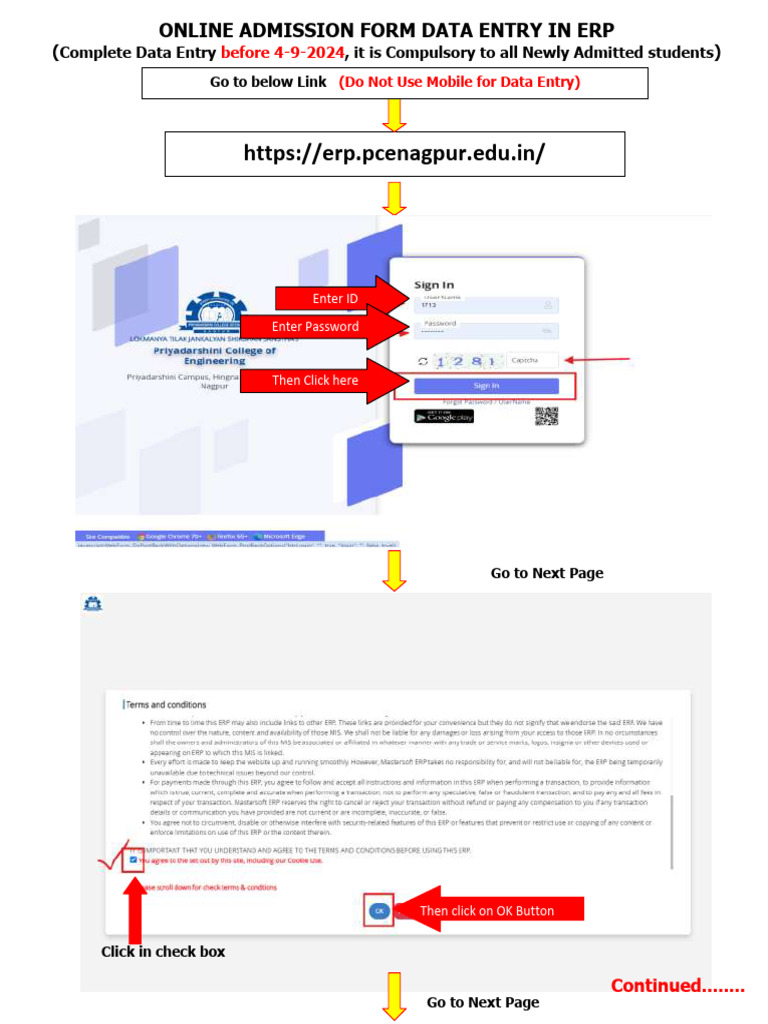 Procedure - Online Admission Form Data Entry in ERP | PDF