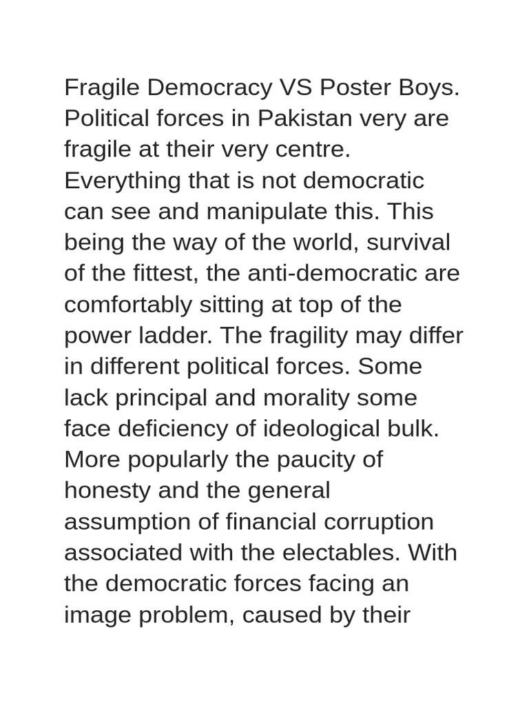 Fragile Democracy Vs Poster Boys | PDF