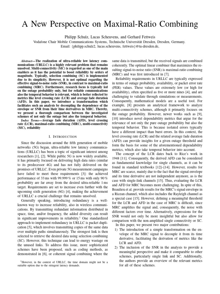 A New Perspective On Maximal-Ratio Combining | PDF