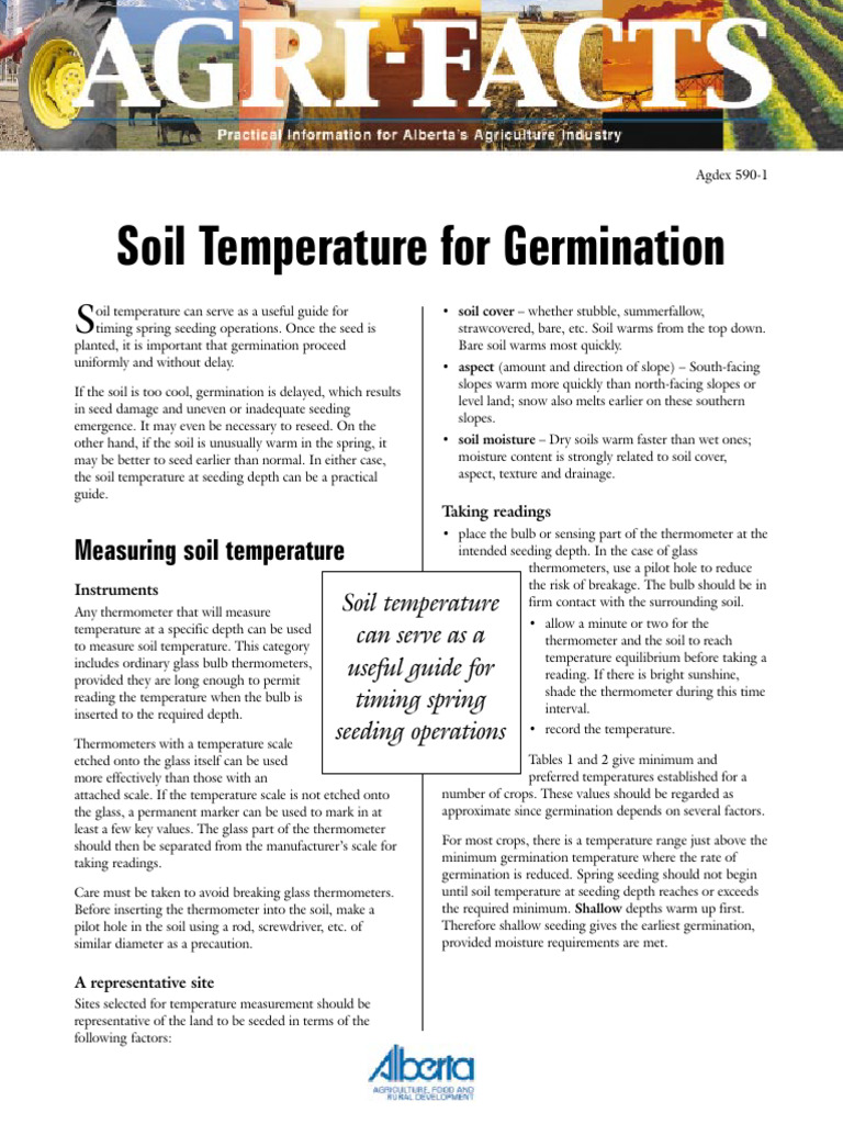 Soil Temperature For Germination | PDF