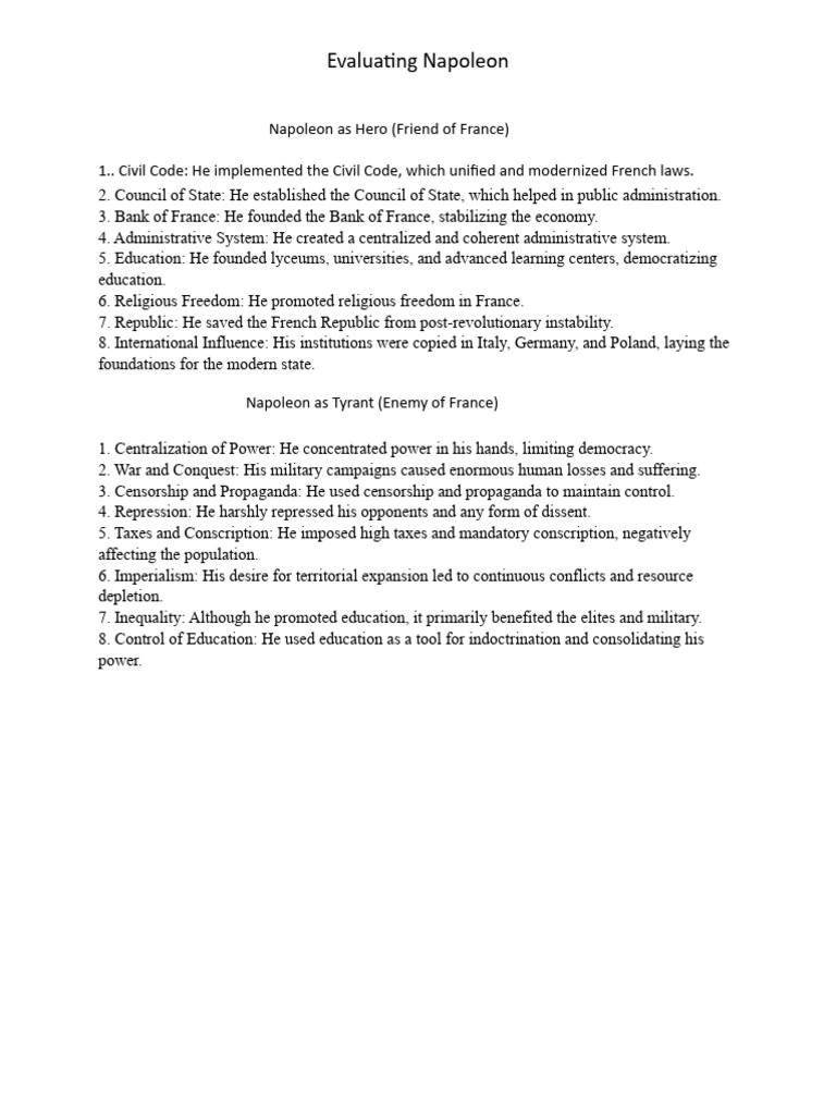 Evaluating Napoleon Chart | PDF
