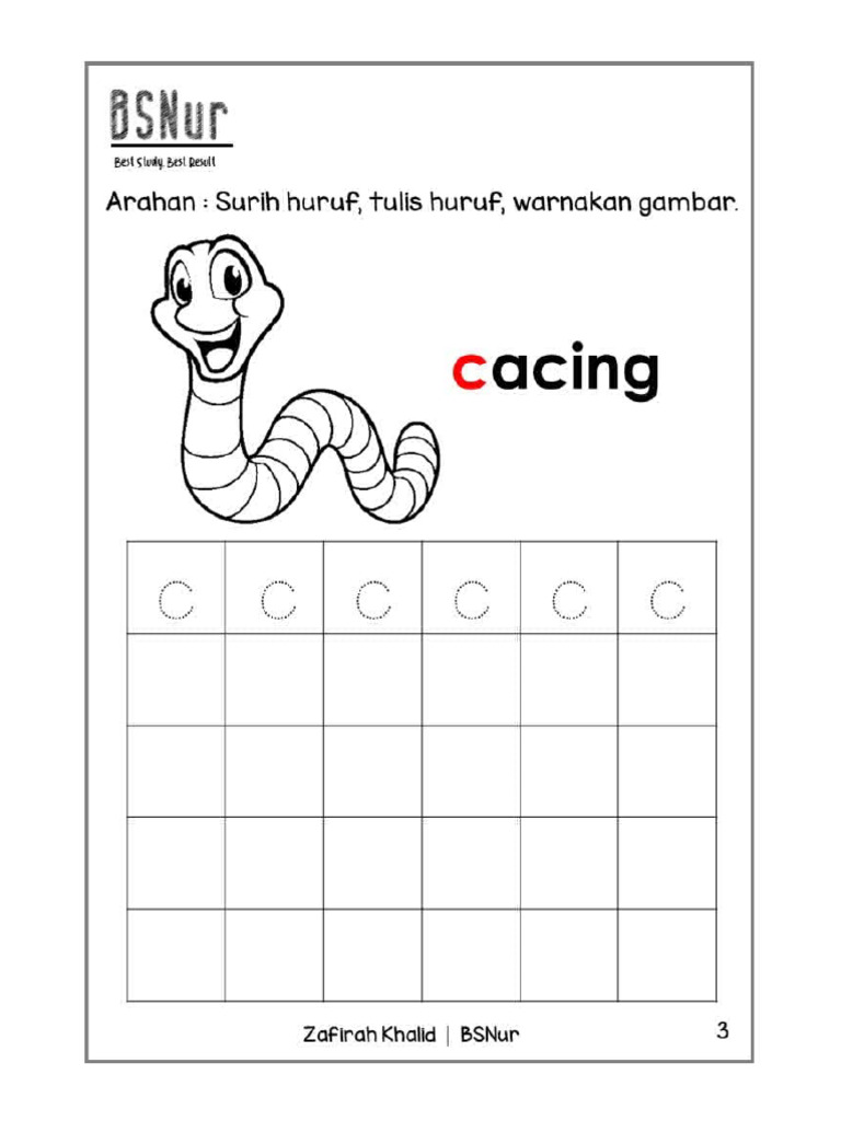 LATIHAN MENULIS HURUF C | PDF
