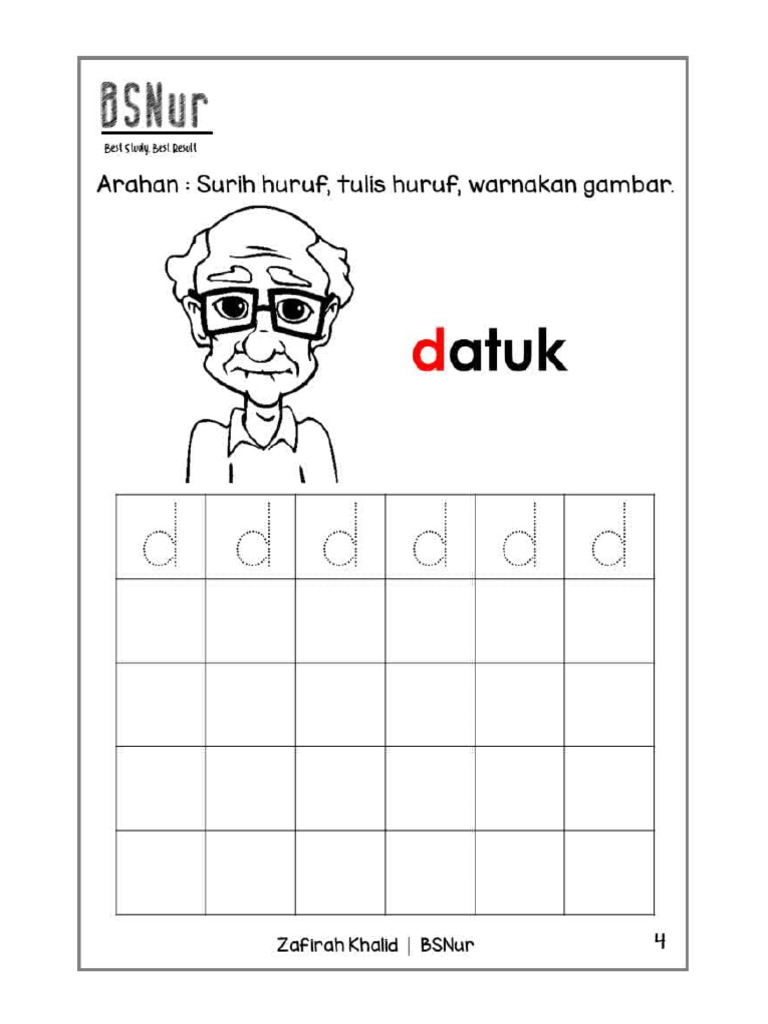 Latihan Menulis Huruf D | PDF