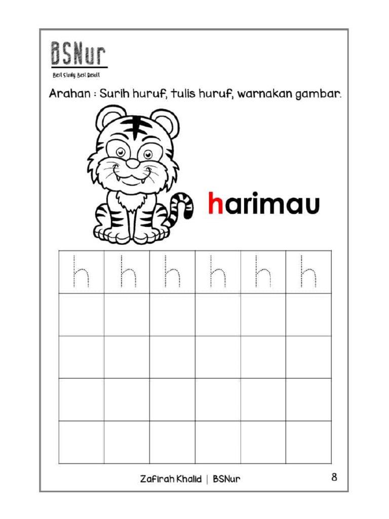 Latihan Menulis Huruf H | PDF