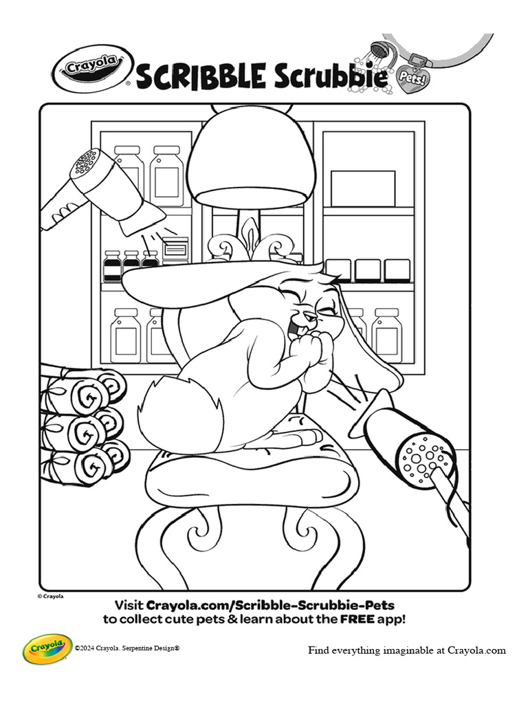 Scribble Scrubbie Pets Bunny - Clyde Coloring Page | crayola.com | PDF Scribble Scrubbie Pets Bunny - Clyde Coloring Page | crayola.com | PDF