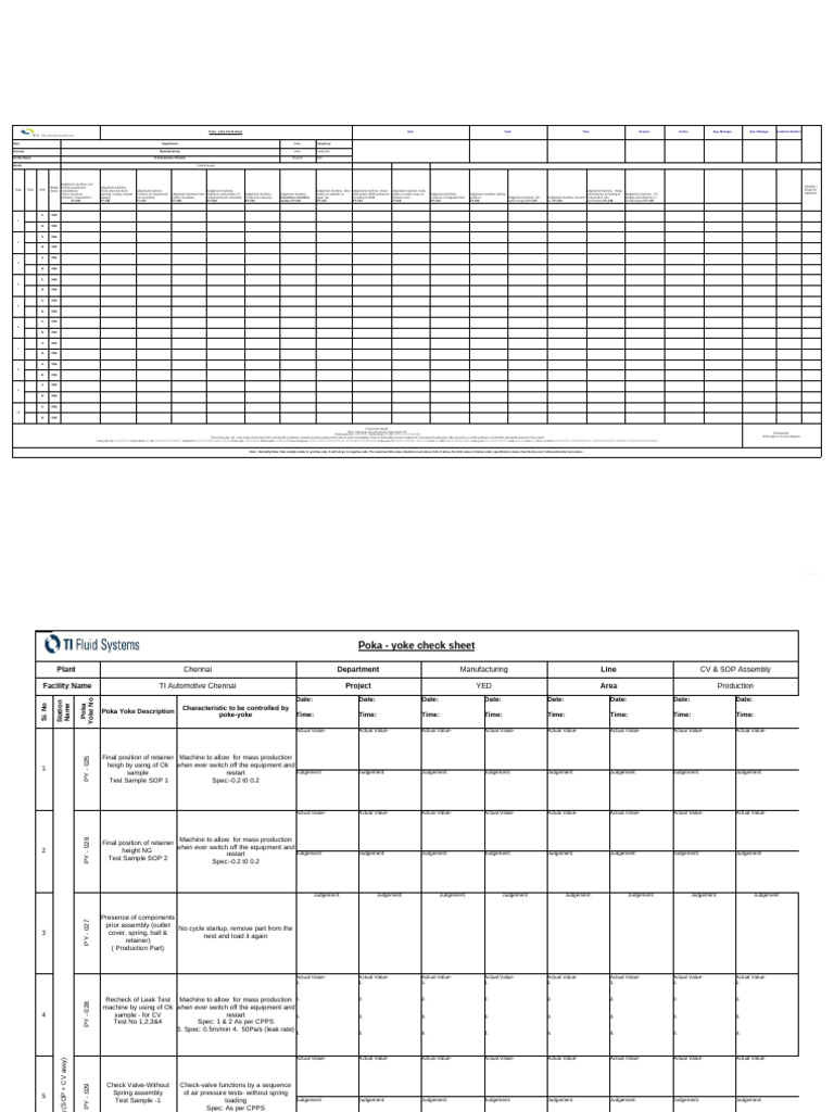 2.pump Line - Poka Yoke - Daily Check Sheet | PDF | Mechanical Engineering