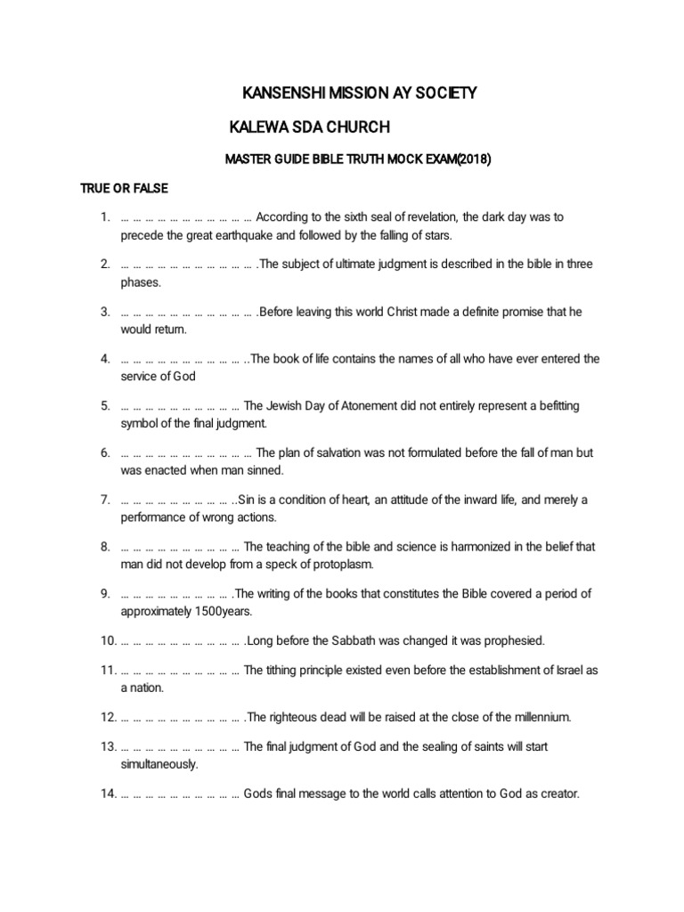 Master Guide Bible Truth Mock Exam | PDF