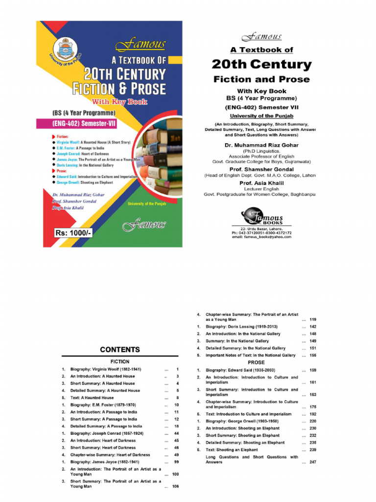 A Textbook of 20th Century Fiction & Prose (Eng-402) PU | PDF