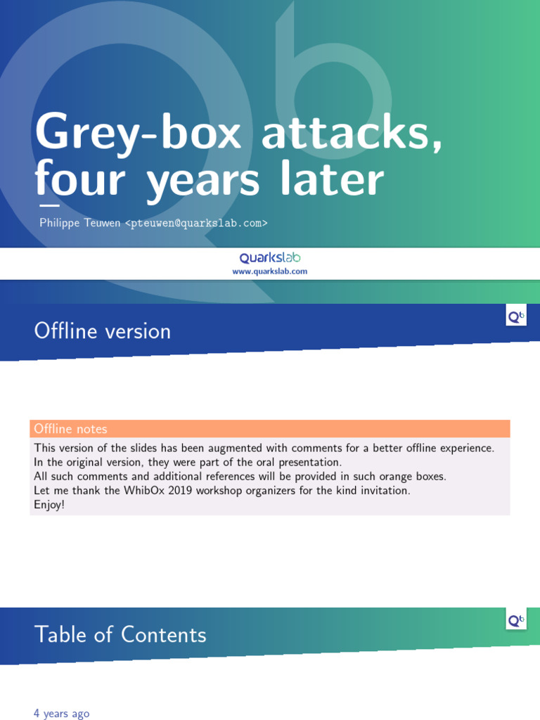 Grey-Box Attacks, Four Years Later, WhibOx 2019 | PDF | Computing