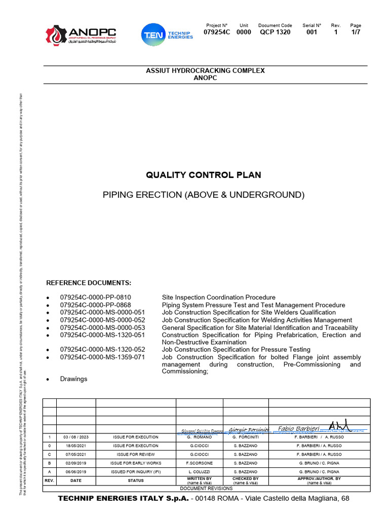 Quality Control for Piping Erection | PDF | Pipe (Fluid Conveyance ...