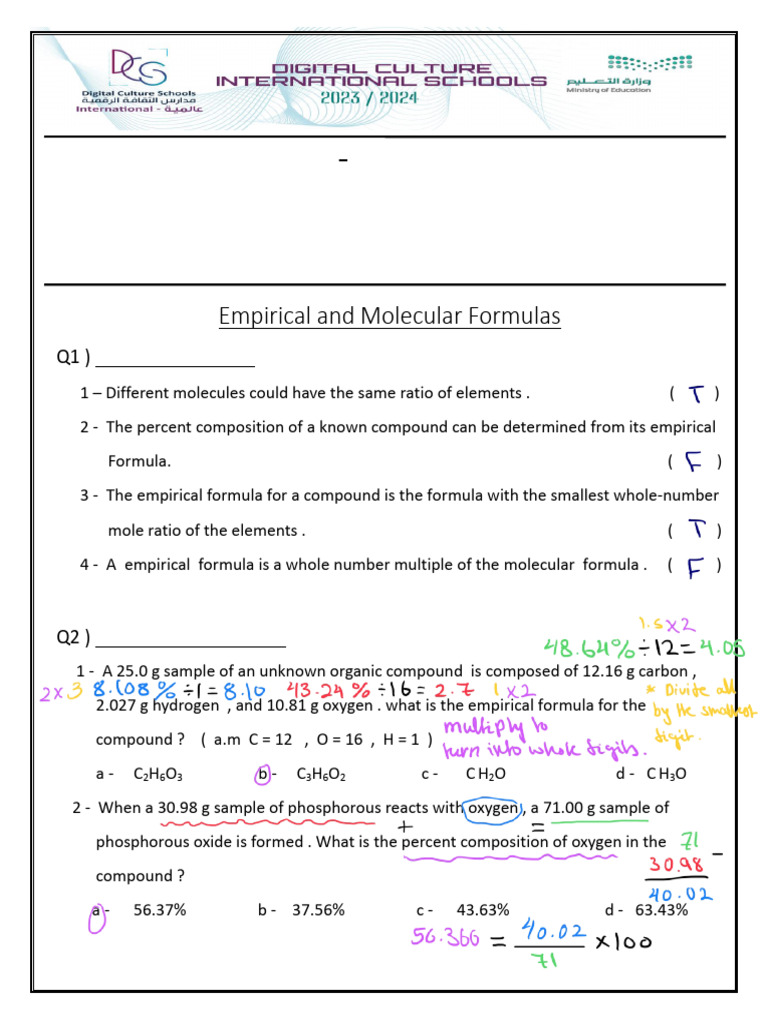 10th Grade Chemistry Final Review Worksheet | PDF | Stoichiometry | Atoms