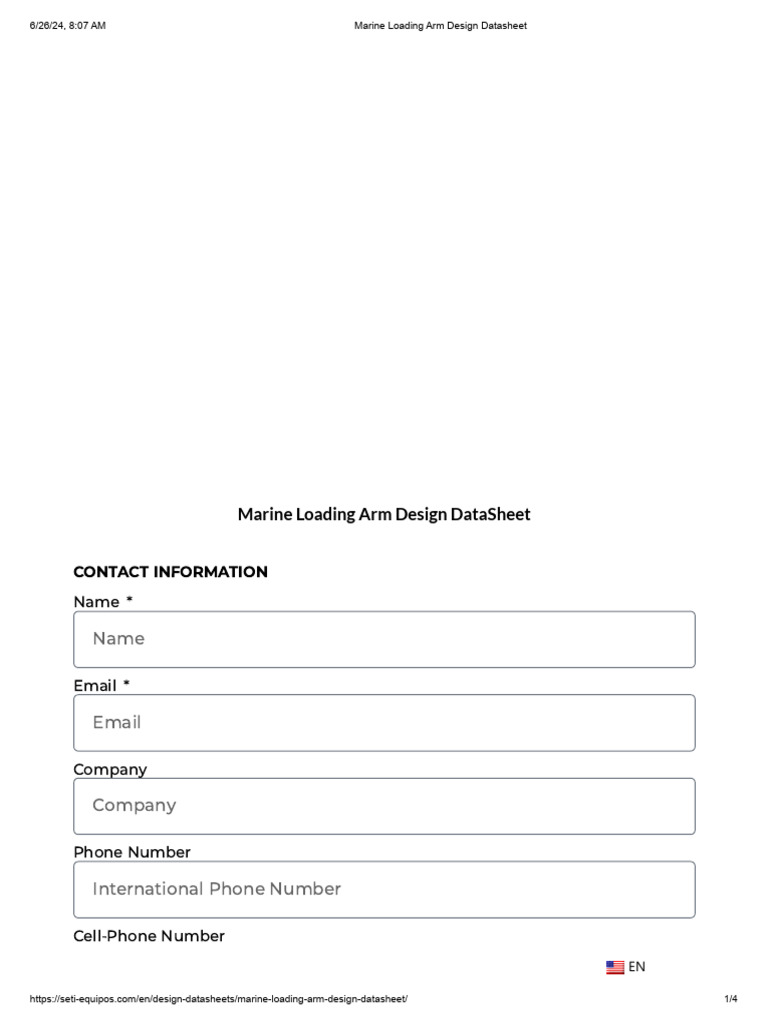 Marine Loading Arm Design Datasheet | PDF
