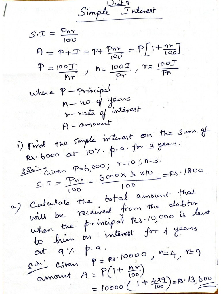Unit 3 Simple Interest | PDF