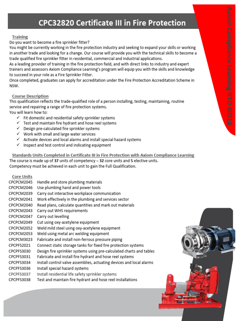Certificate III in Fire Protection Training | PDF | Fire Sprinkler ...