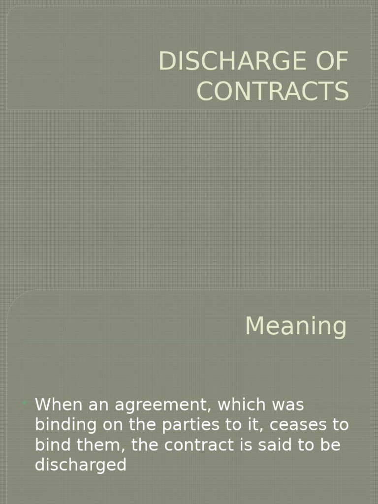 Discharge of Contracts | PDF | Breach Of Contract | Private Law