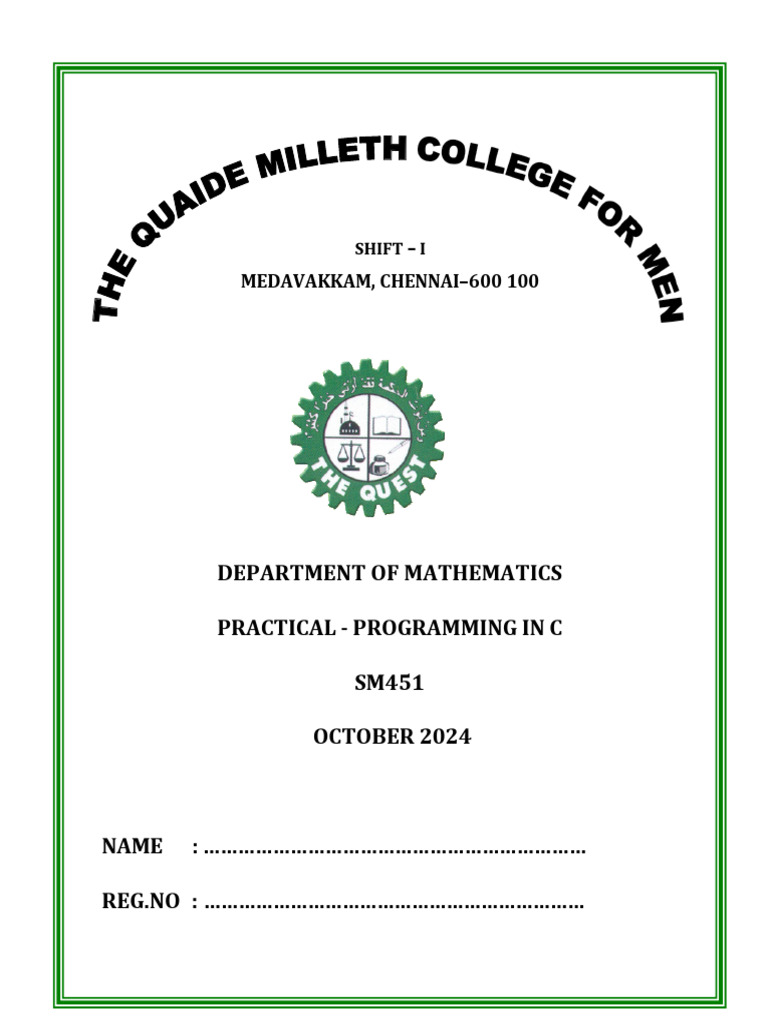 C - Programing - Record - Frontpage | PDF | Business | Computers