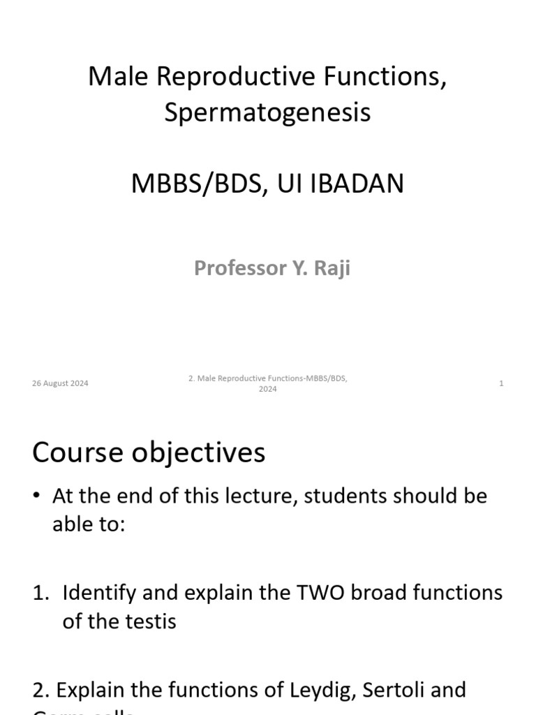 2. Male Reproductive Functions-MBBS.bds | PDF | Testicle | Testosterone
