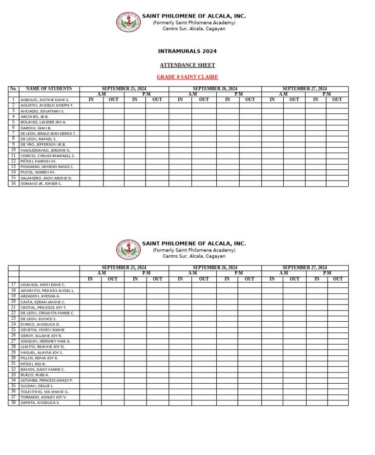 Attendancei Intrams | PDF