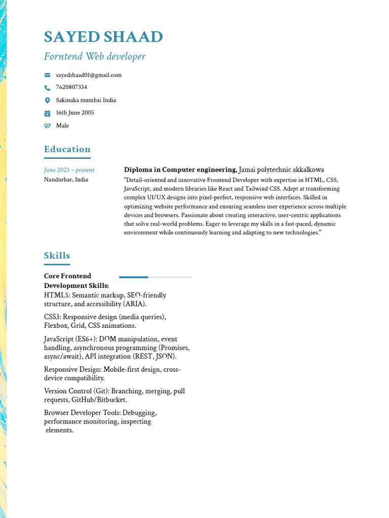 SAYED SHAAD FlowCV Resume 20240918 | PDF | Computers