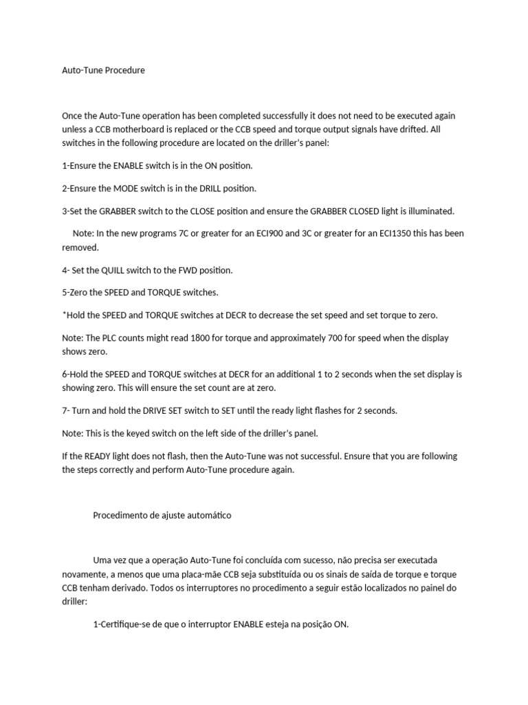 Auto-Tune Procedure | PDF