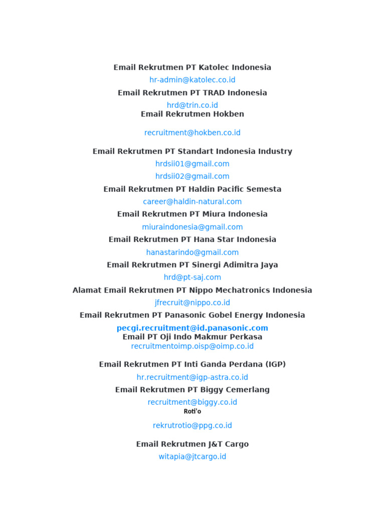 Email Recruitment Contacts in Indonesia | PDF | Career & Growth | Business