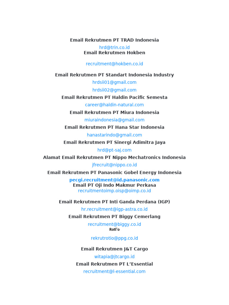 alamat email PT terabru 5 | PDF