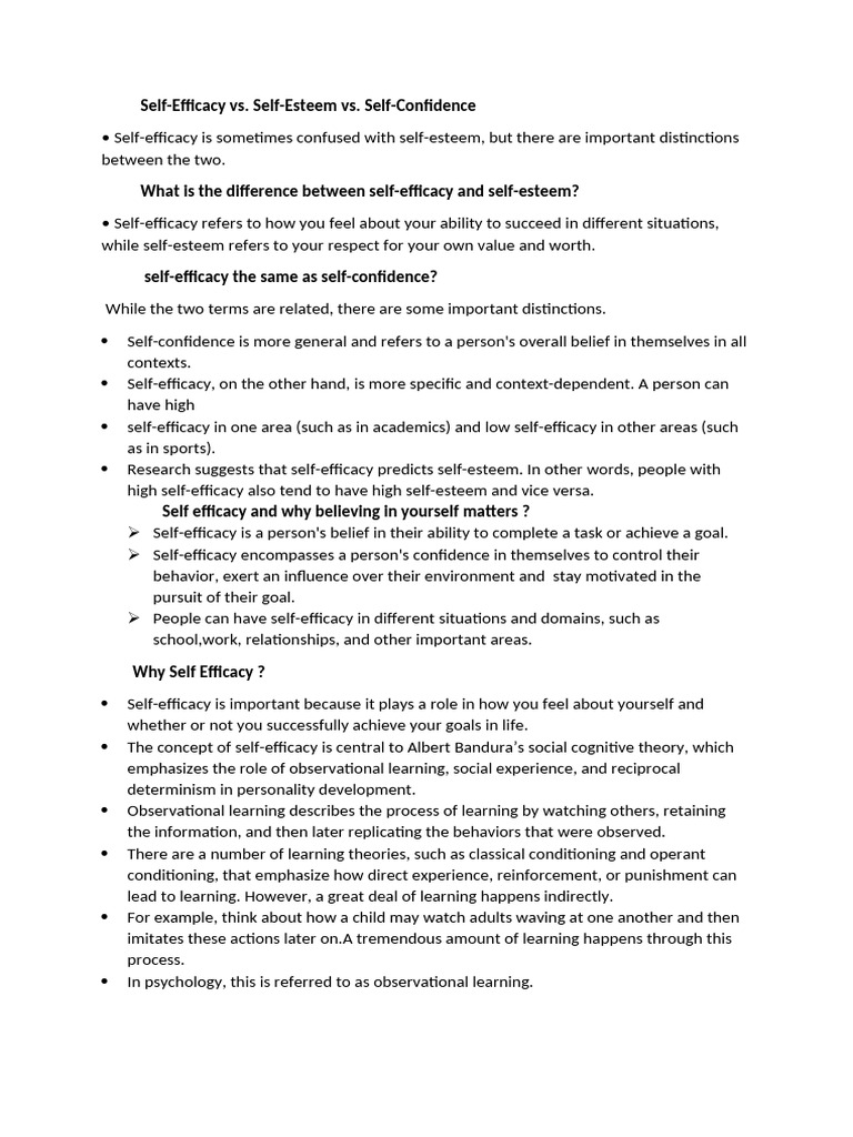 self-efficacy-01 | PDF | Self Efficacy | Self Esteem