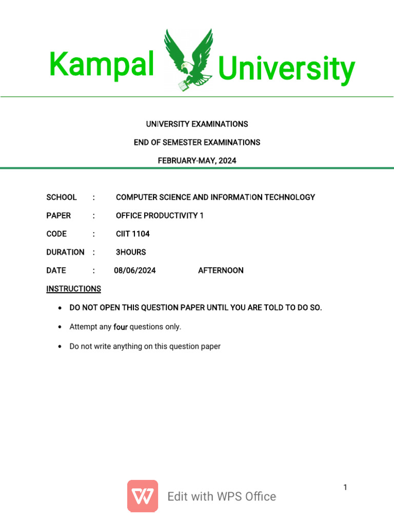 Office Productivity 1 WKD | PDF | Worksheet