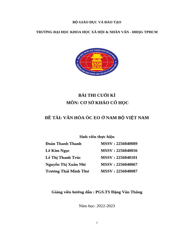 Vai Net Van Hoa Oc Eo o Nam Bo Tieu Luan | PDF